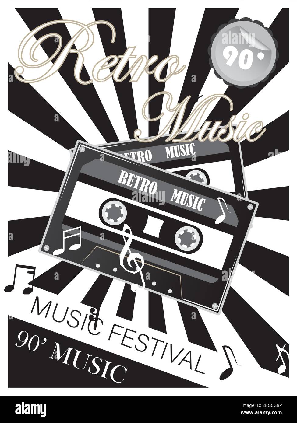 Music retro vintage poster, design for background, vector illustration ...