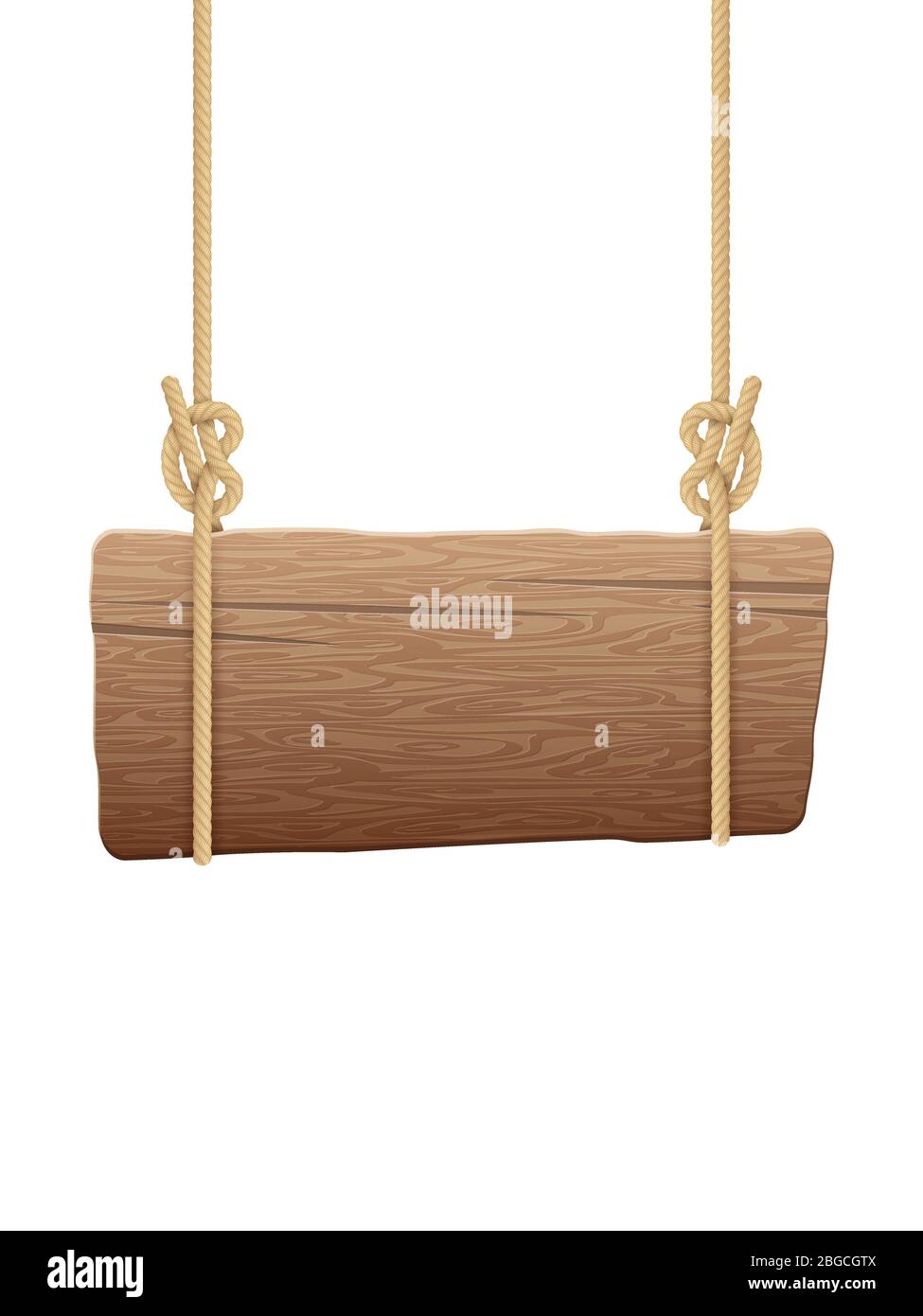 Wooden singboard hanging on ropes. EPS 10 vector Stock Vector Image ...