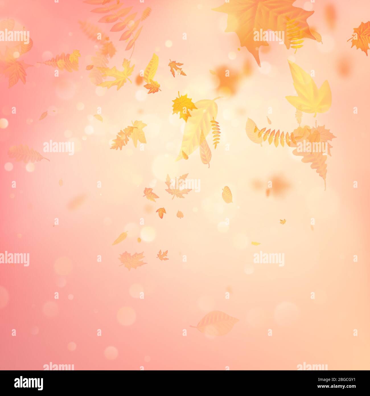 Autumnal foliage fall and poplar leaf flying in wind motion blur. EPS ...