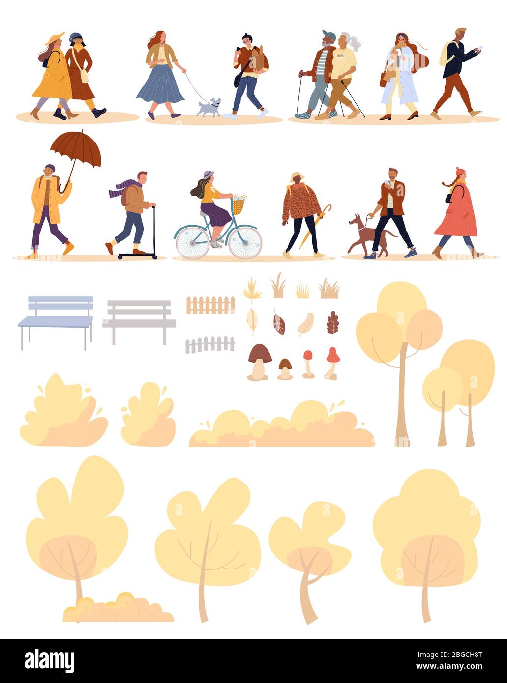 Woman dog autumn walk Stock Vector Images - Alamy
