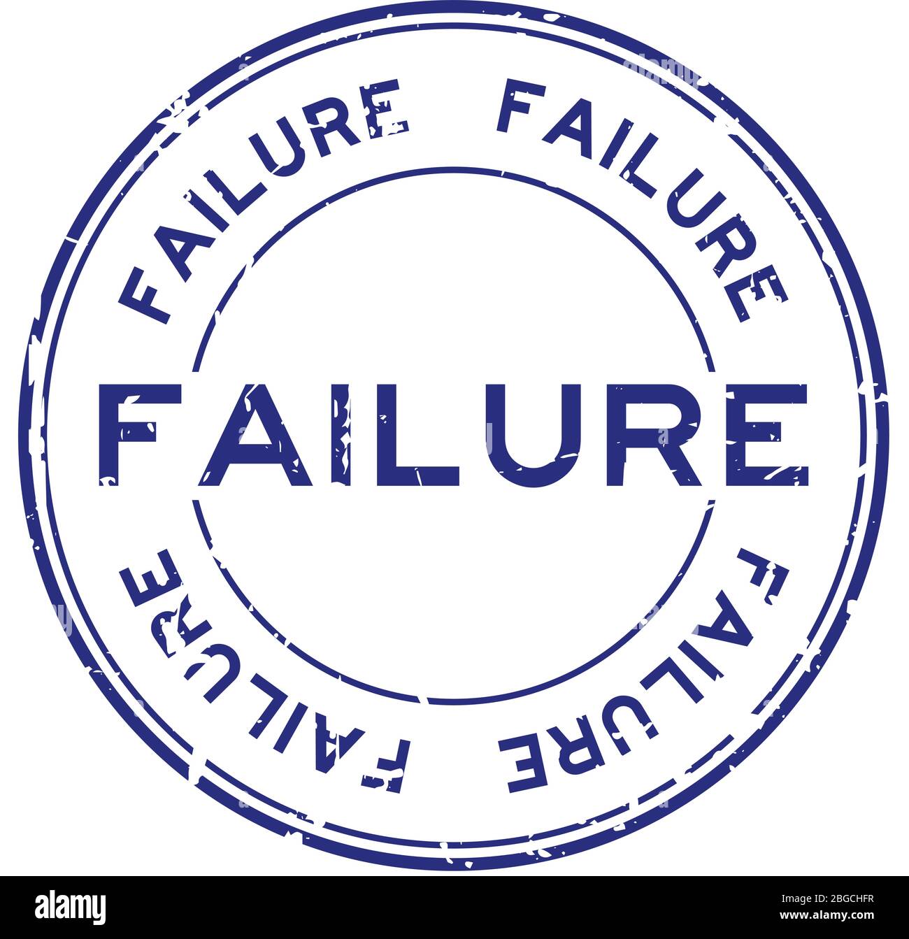 Grunge blue failure word round rubber seal stamp on white background ...
