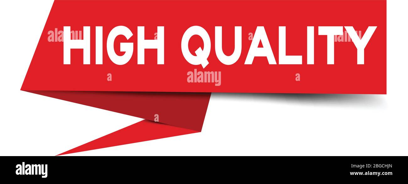 Red paper speech banner with word high quality on white background ...