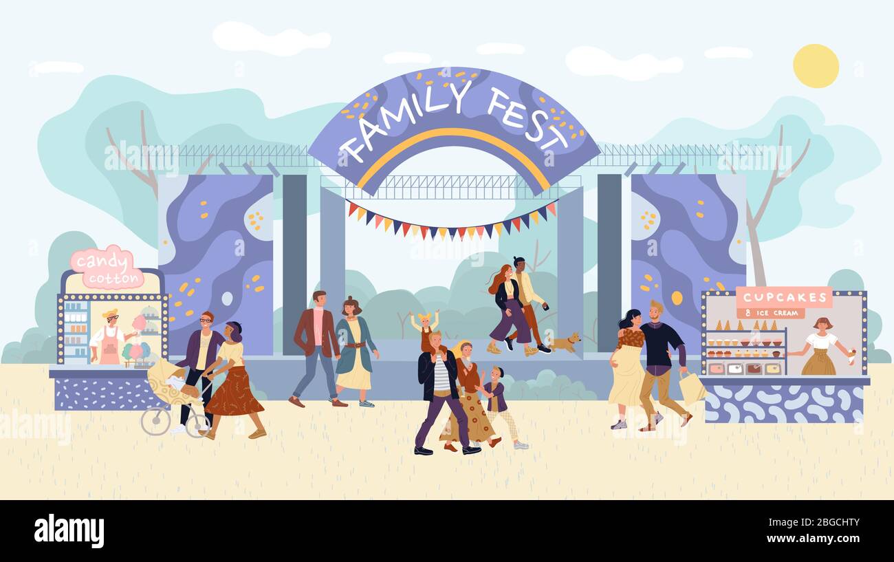 Children in crowd at festival Stock Vector Images - Alamy