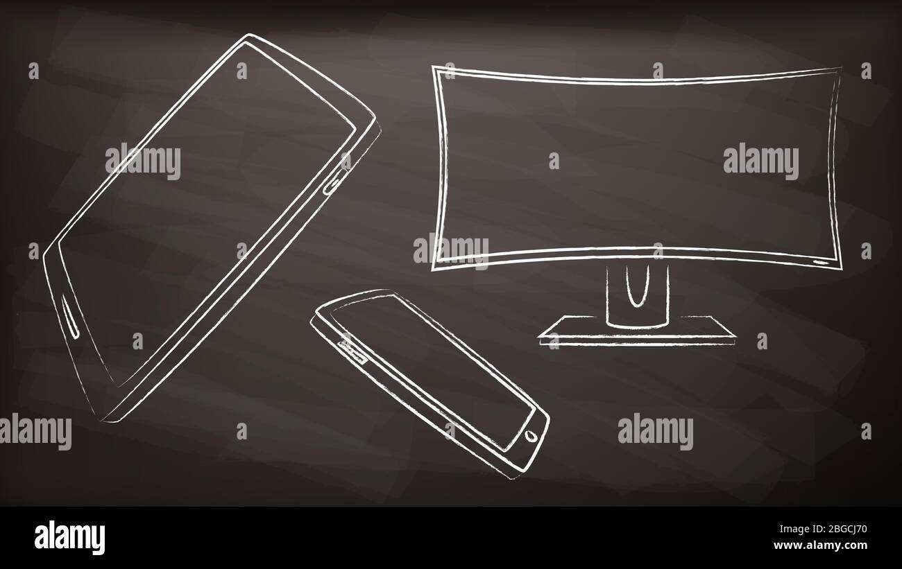 hand draw electronic gadgets blackboard Stock Vector Image & Art - Alamy