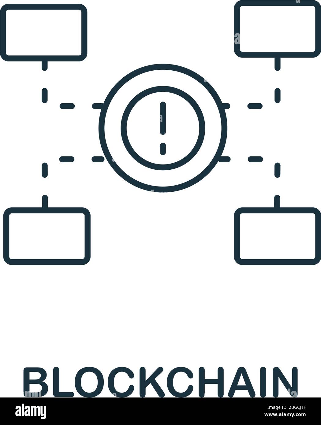 Blockchain icon. Creative simple symbol from fintech collection. Line ...