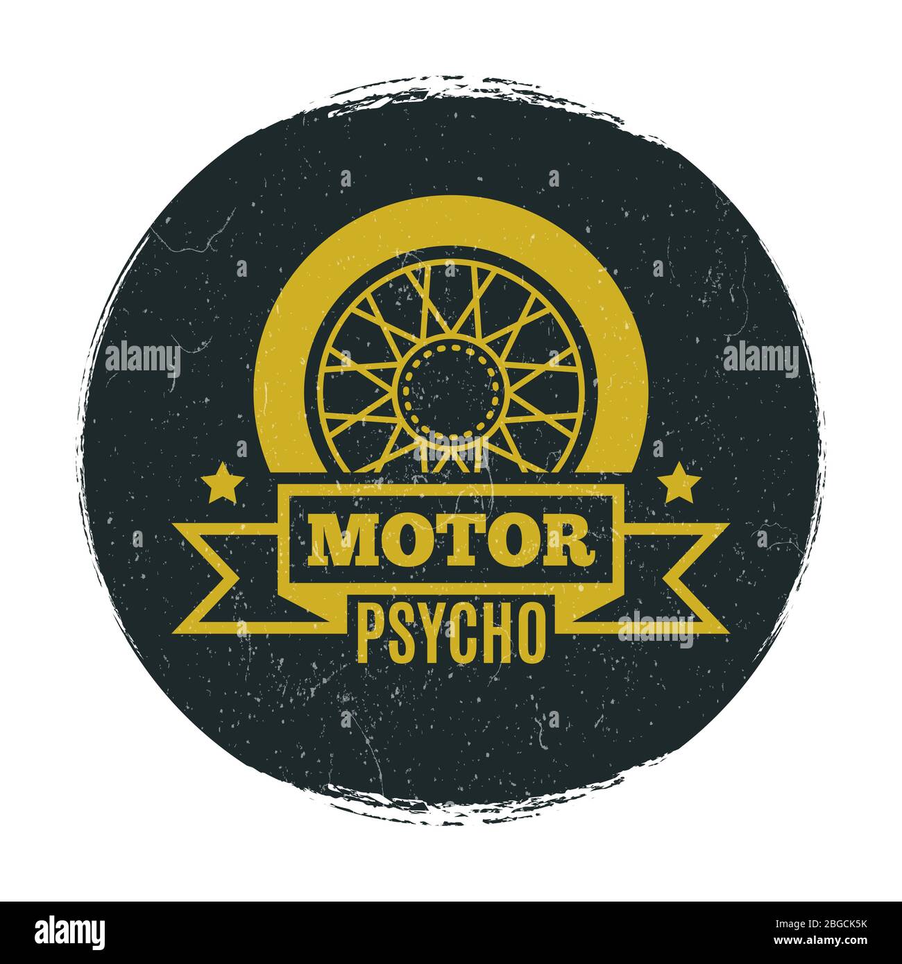 Stylish motor grunge emblem or logo on white. Vector illustration Stock ...