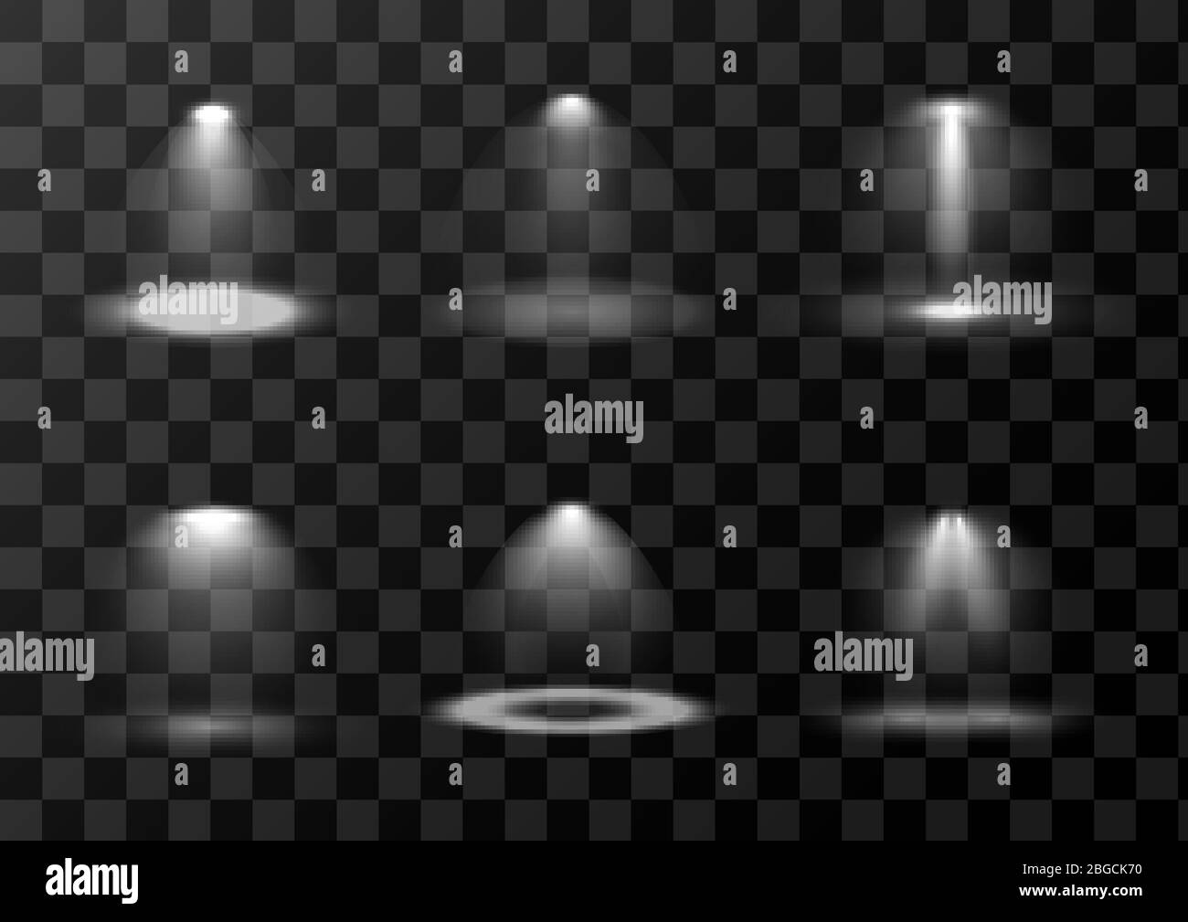 Set of vector light sources isolated on transparent background. Scene ...