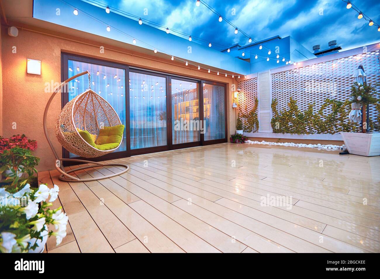 Terrace with glass sliding doors hi-res stock photography and images ...