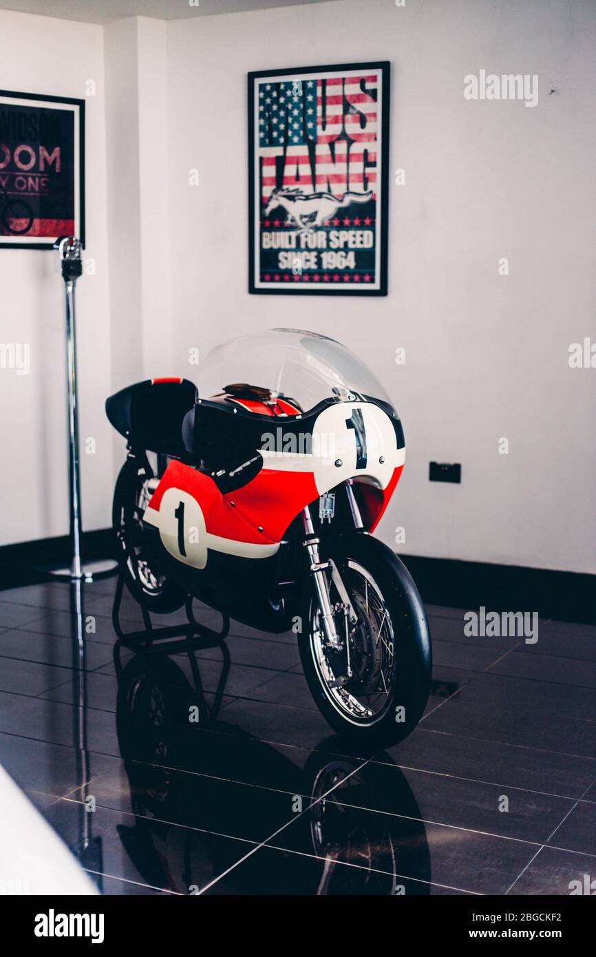 Red design bike in the performance center Stock Photo - Alamy