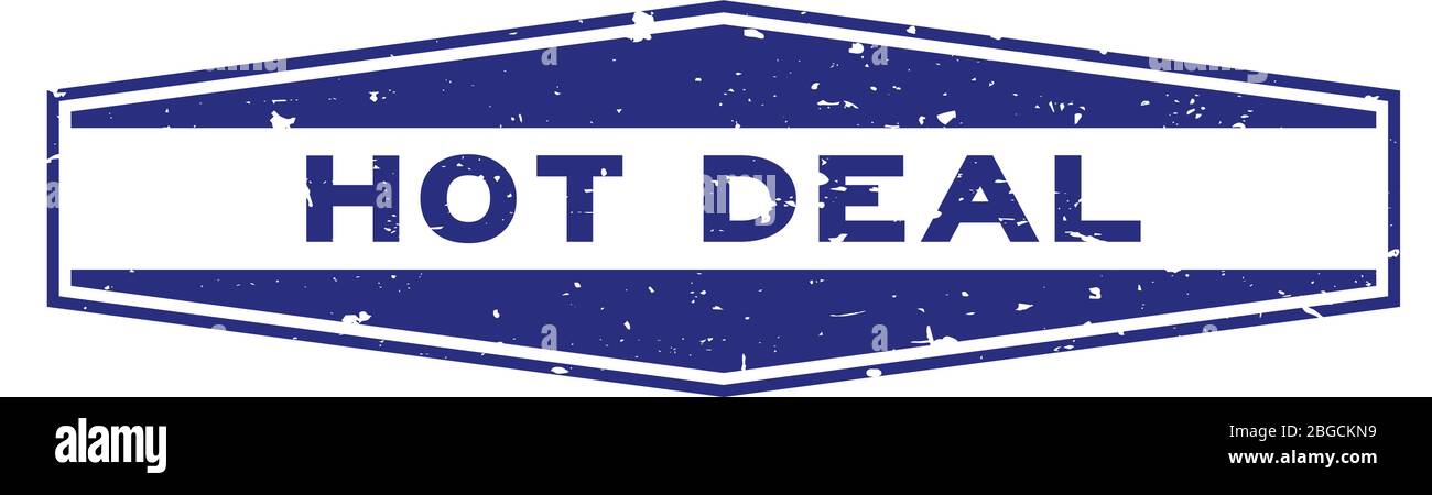 Grunge blue hot deal word hexagon rubber seal stamp on white background Stock Vector Image & Art ...