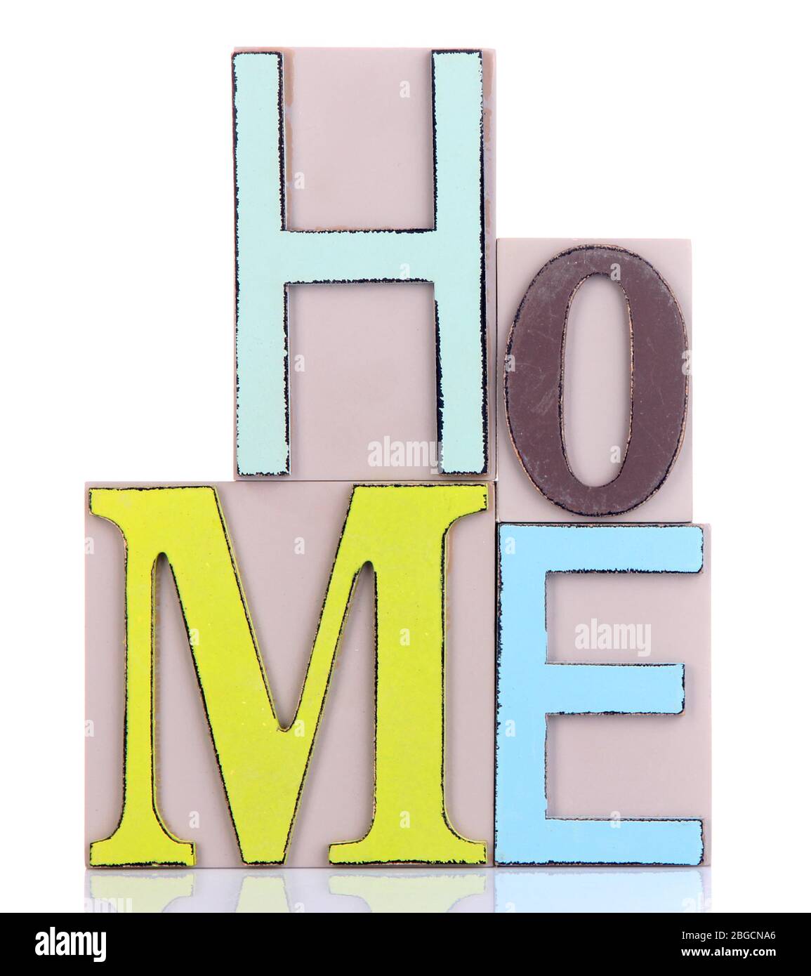 Decorative letters forming word HOME isolated on white Stock Photo - Alamy
