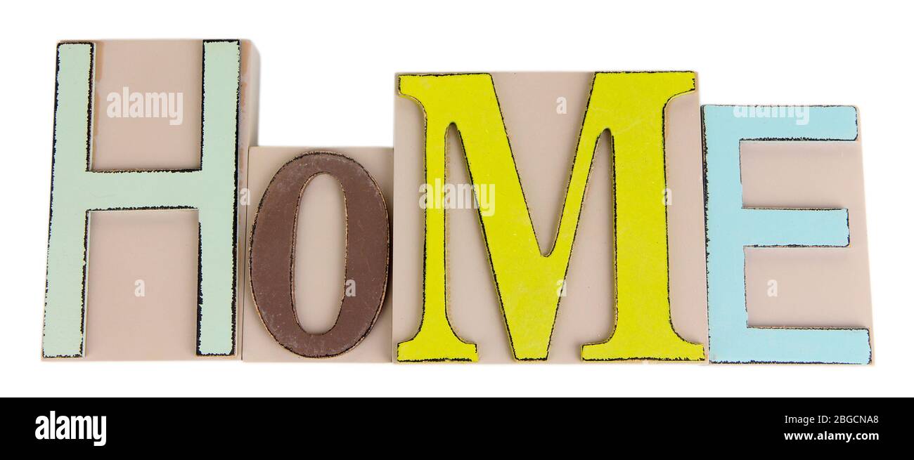 Decorative letters forming word HOME isolated on white Stock Photo - Alamy