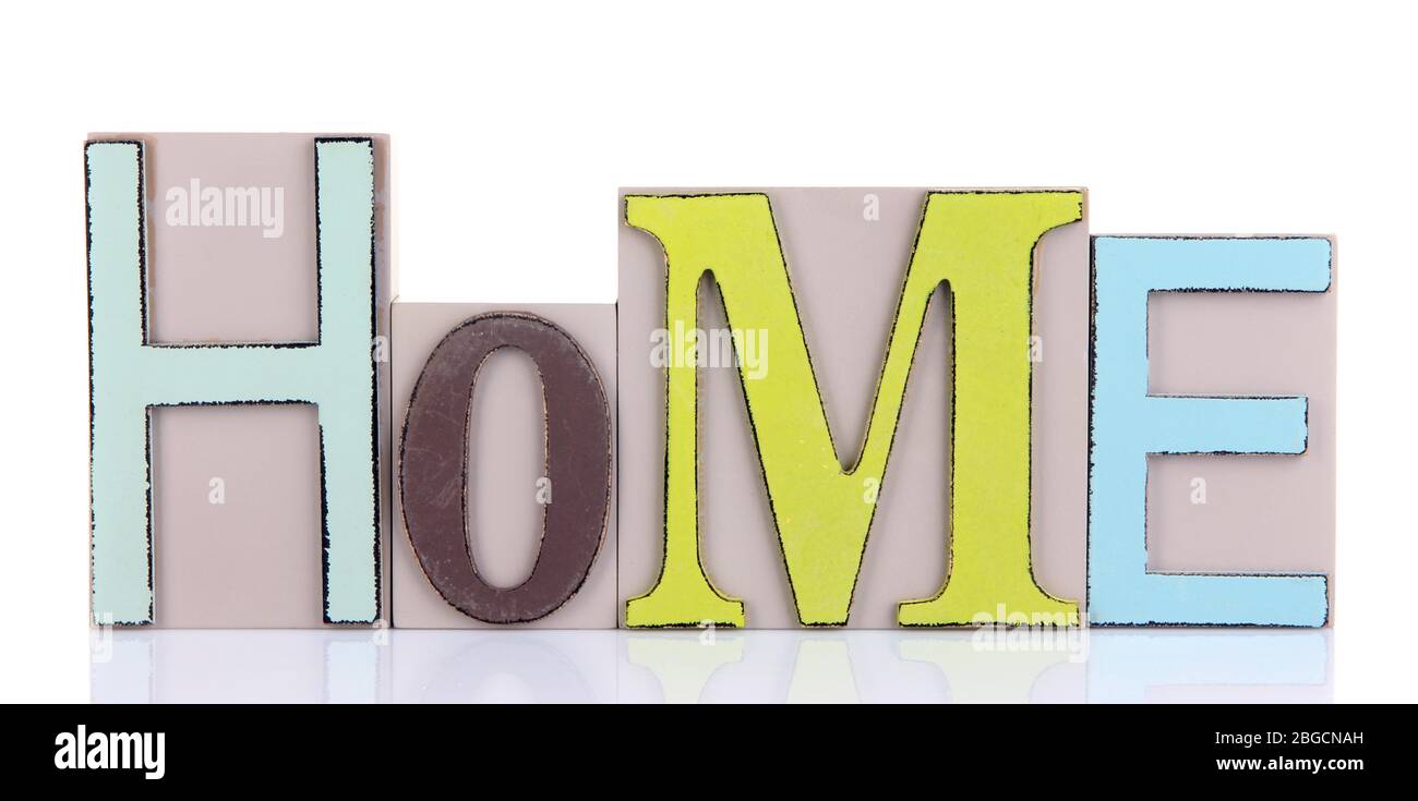 Decorative letters forming word HOME isolated on white Stock Photo - Alamy