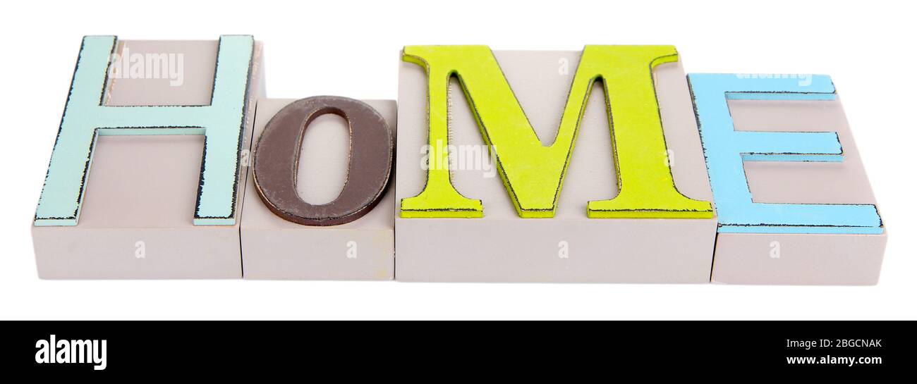 Decorative letters forming word HOME isolated on white Stock Photo - Alamy