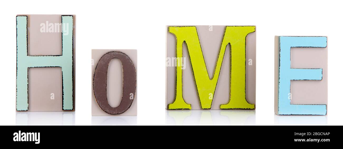Decorative letters forming word HOME isolated on white Stock Photo - Alamy