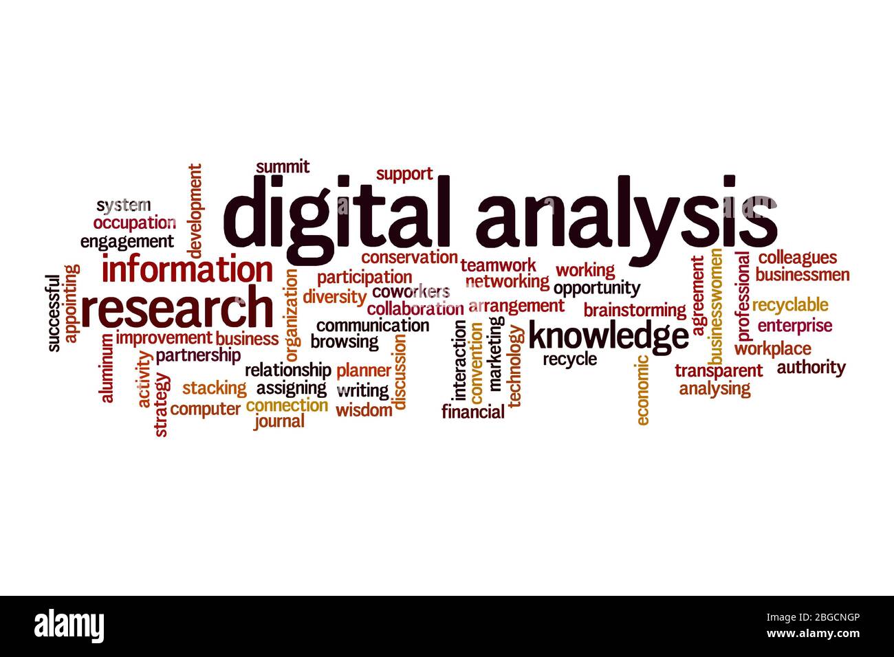 Digital analysis word cloud concept on white background Stock Photo - Alamy
