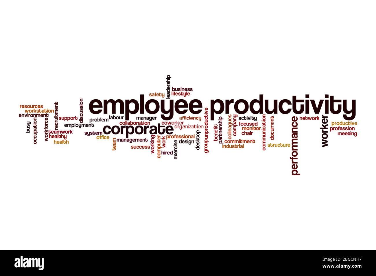 Employee productivity word cloud concept on white background Stock ...