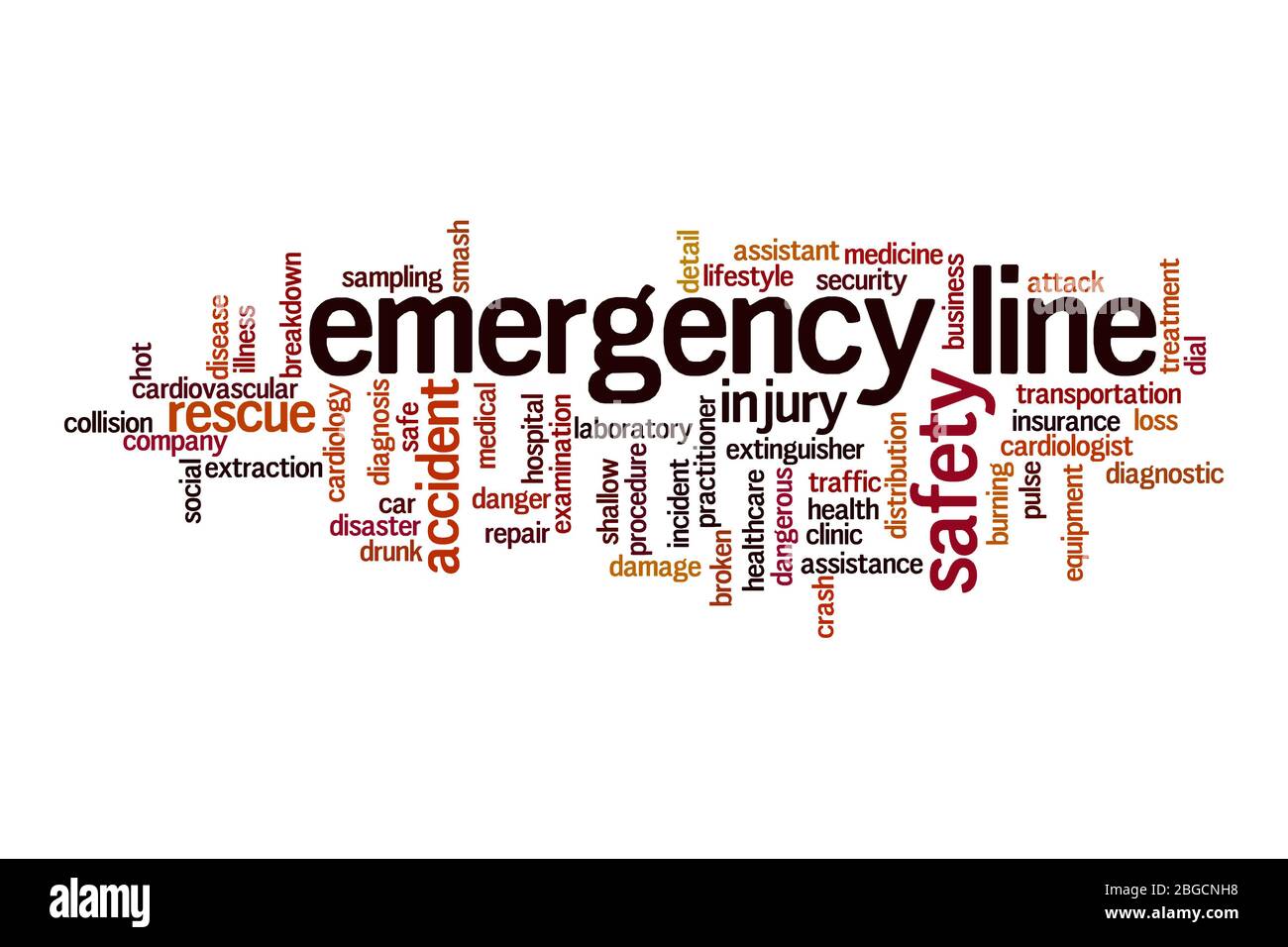 Emergency line word cloud concept on white background Stock Photo - Alamy