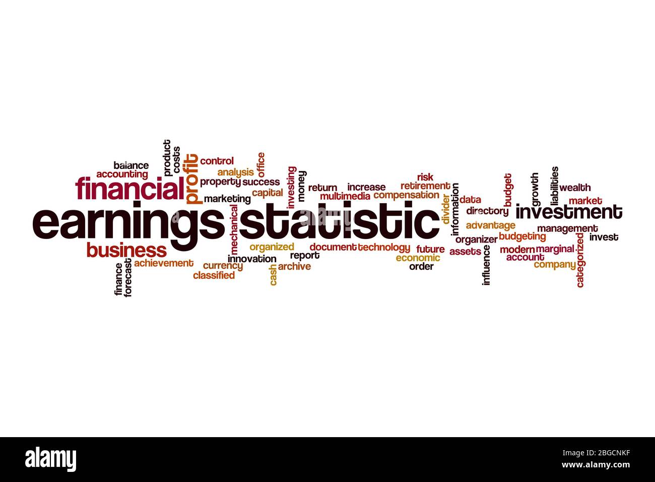 Earnings statistic word cloud concept on white background Stock Photo ...
