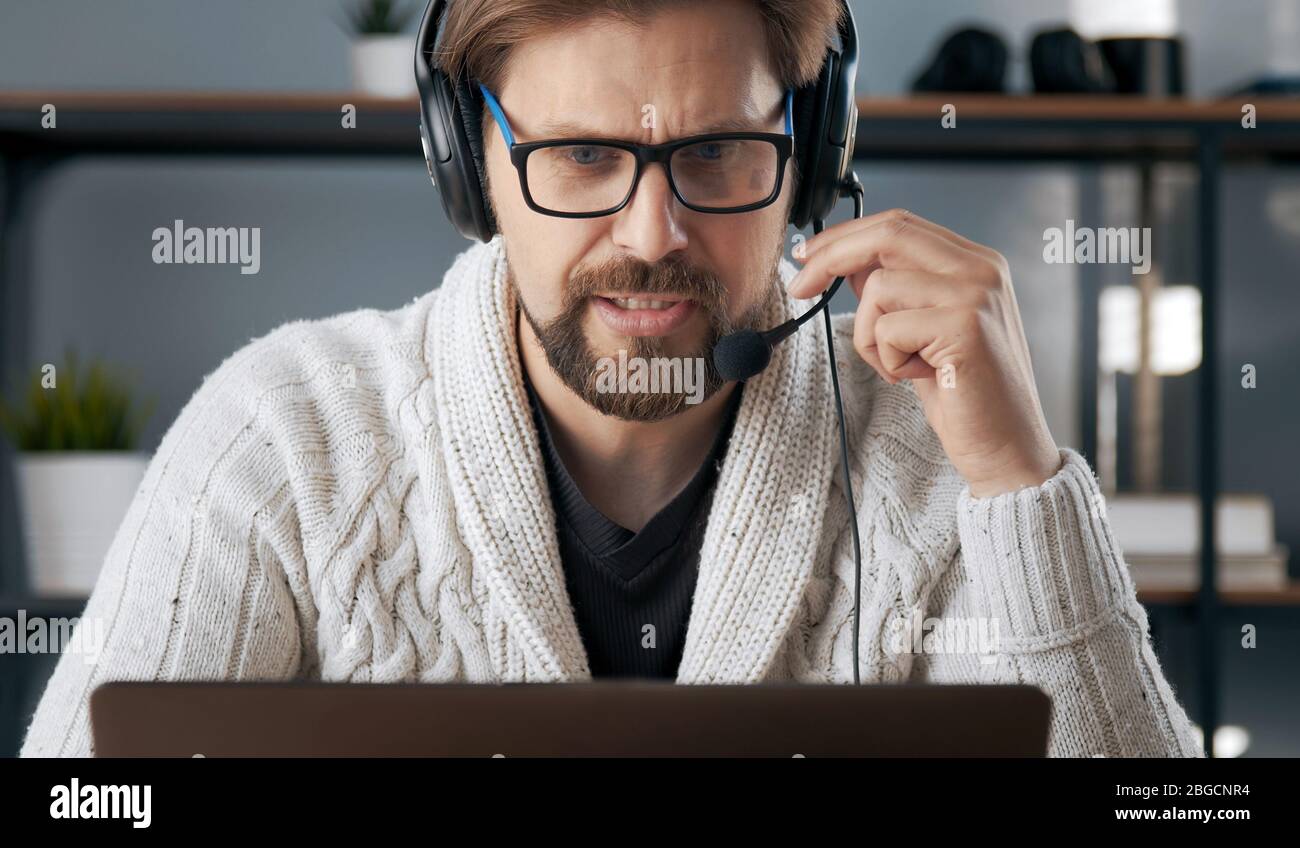 Male doing distance work Stock Photo - Alamy