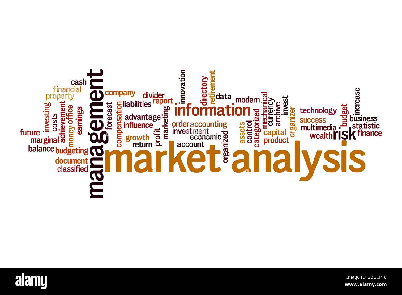 Market analysis word cloud concept on white background Stock Photo - Alamy