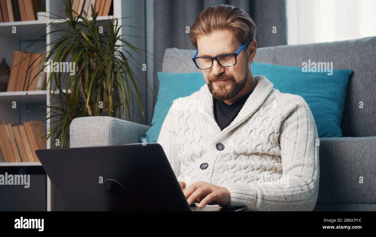 Professional freelancer working remotely typing hi-res stock ...