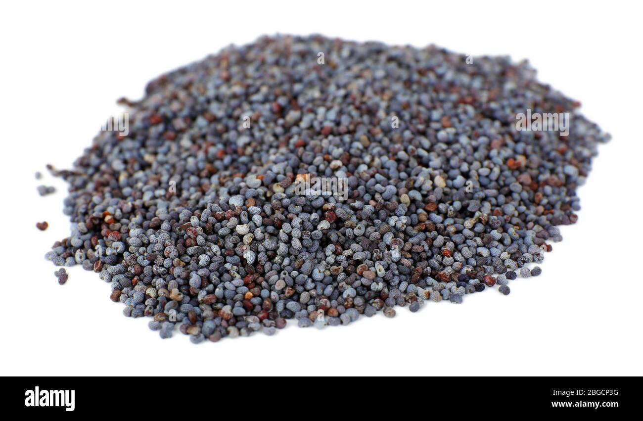 Poppy seeds isolated on white Stock Photo - Alamy