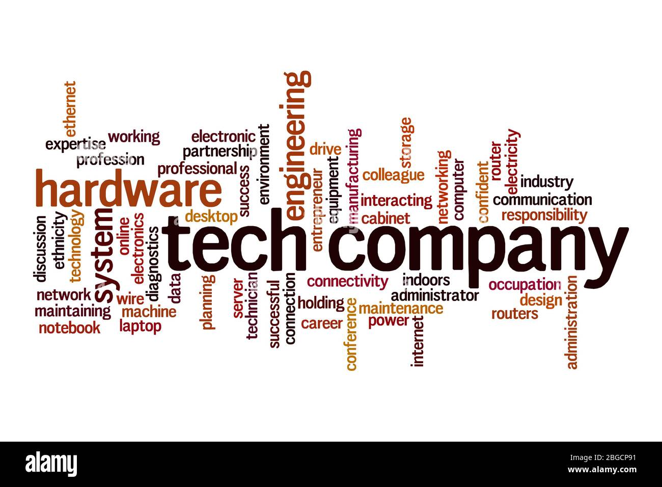 Tech company word cloud concept on white background Stock Photo - Alamy