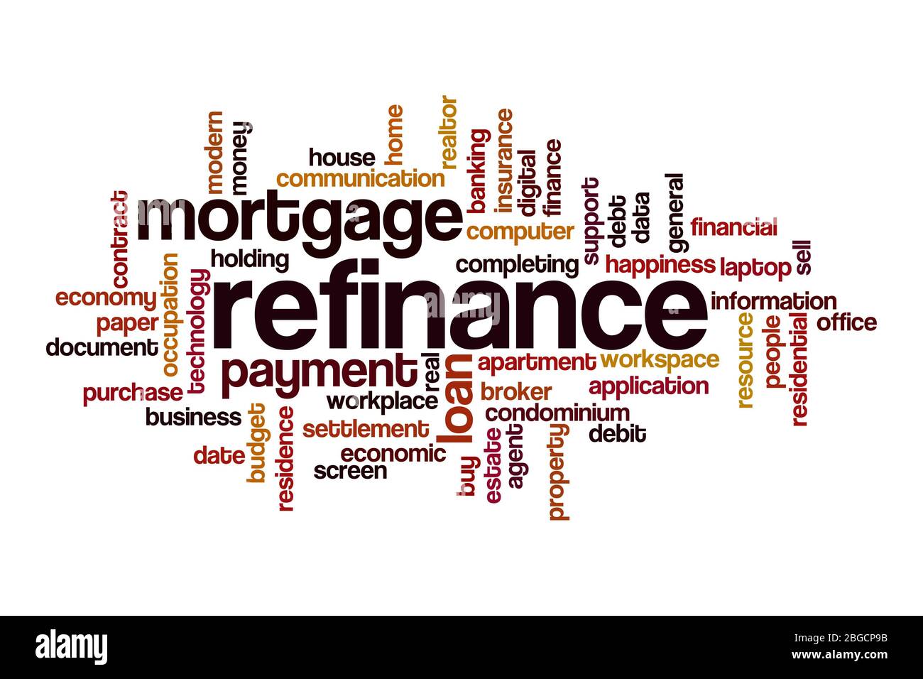 Refinance word cloud concept on white background Stock Photo - Alamy