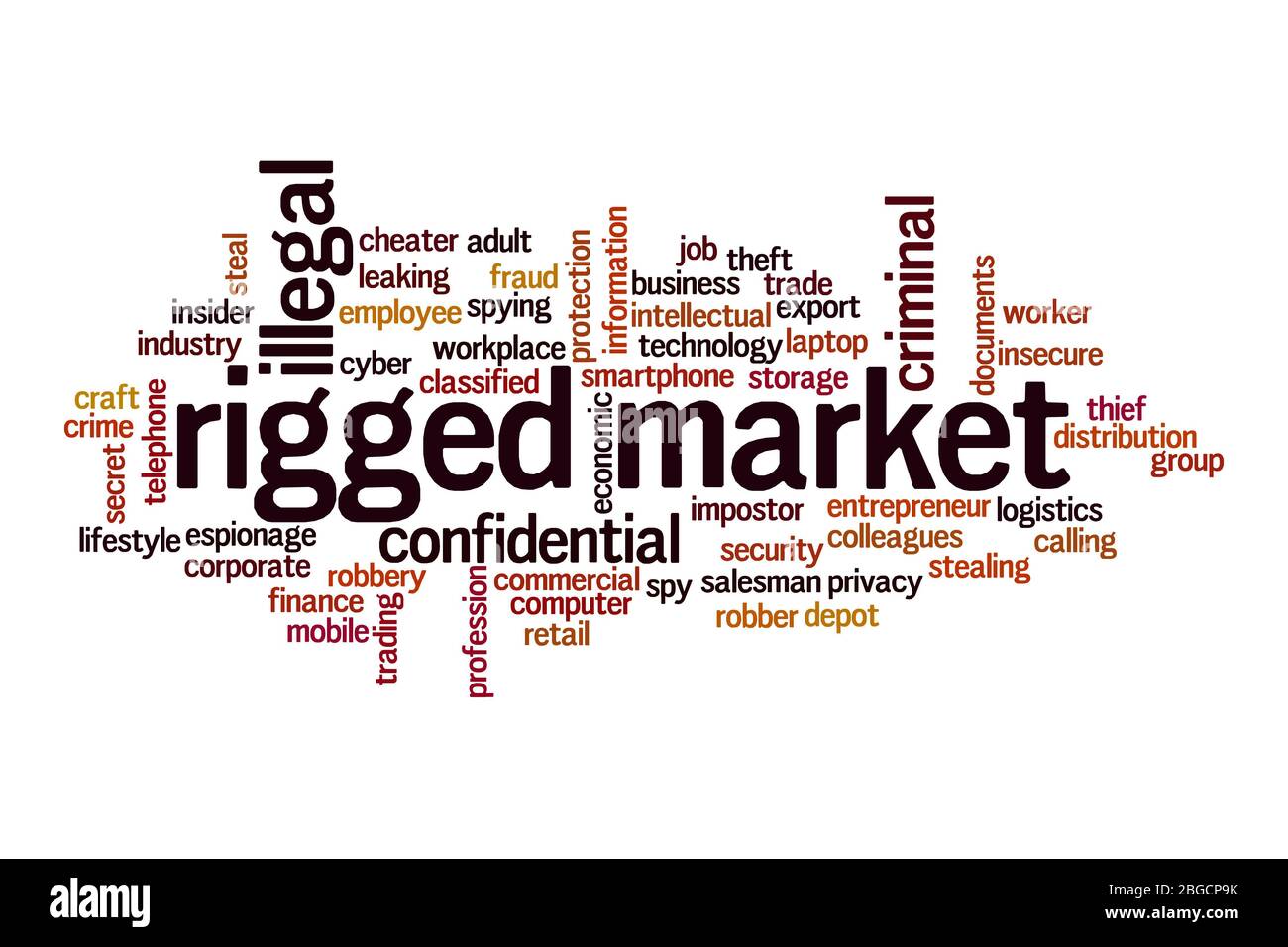 Rigged market word cloud concept on white background Stock Photo - Alamy