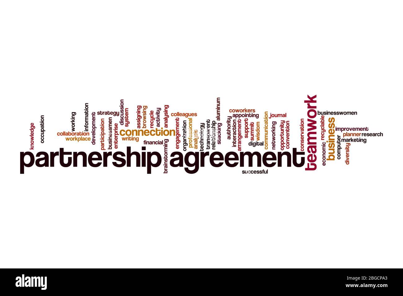 Partnership agreement word cloud concept on white background Stock ...