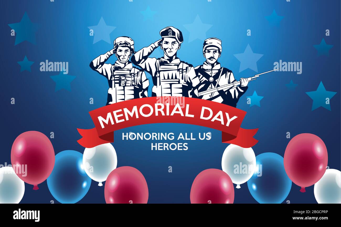 memorial day celebration poster with troop of heroes Stock Vector Image ...