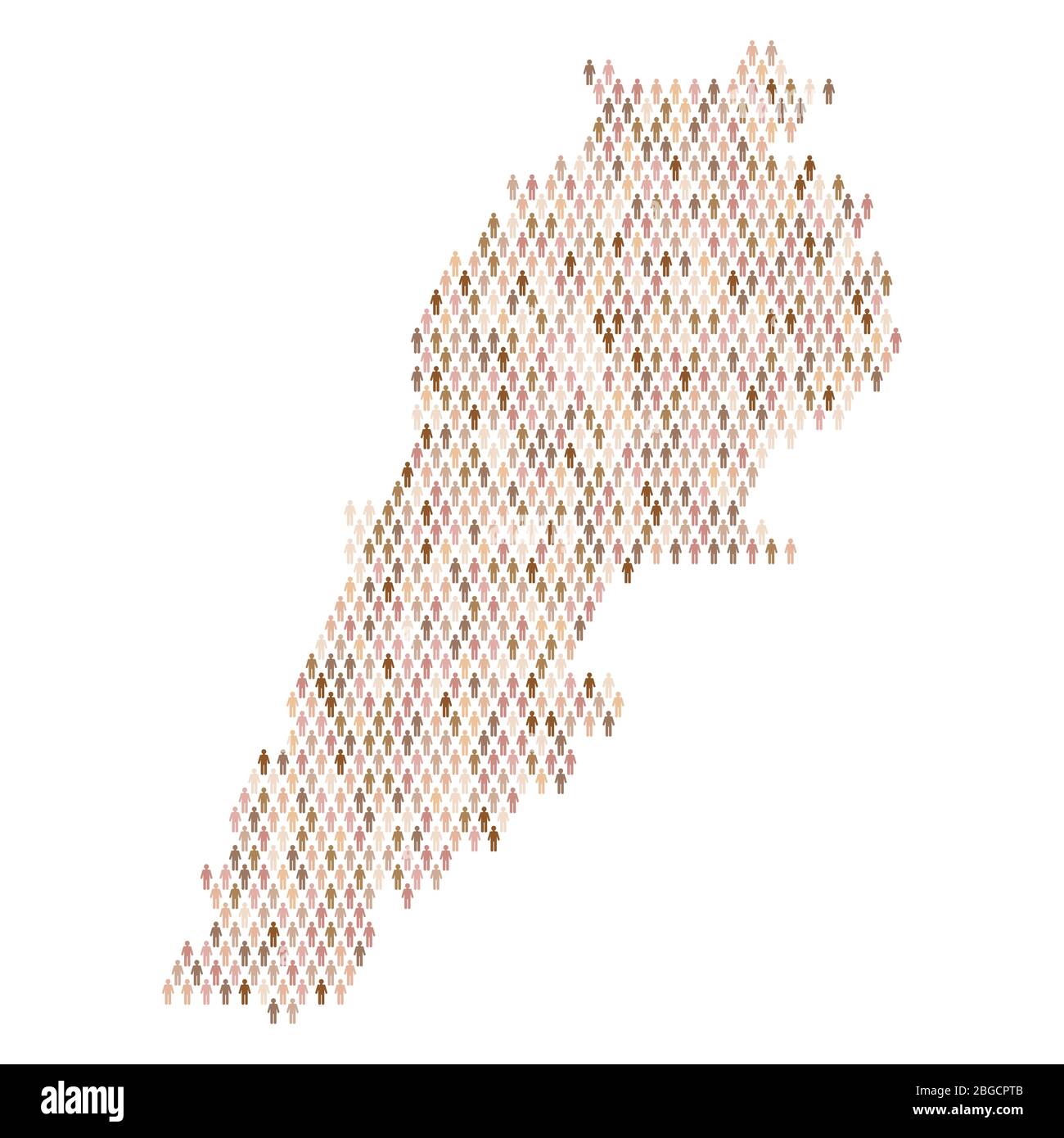 Lebanon population infographic. Map made from stick figure people Stock ...