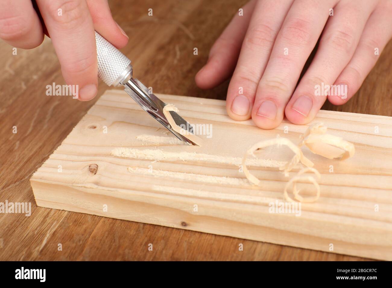 Wood carving tools close up Stock Photo - Alamy