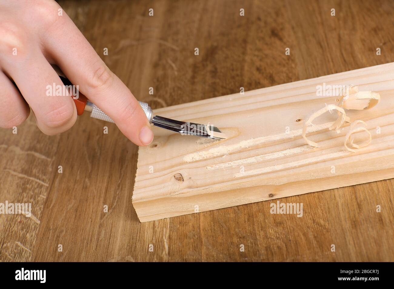 Wood carving tools close up Stock Photo - Alamy