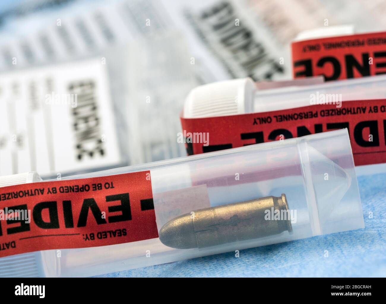 Criminalistic Laboratory, Bullet shell analysis, conceptual image Stock ...