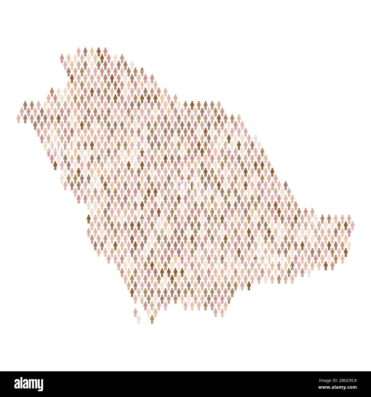 Saudi Arabia population infographic. Map made from stick figure people ...