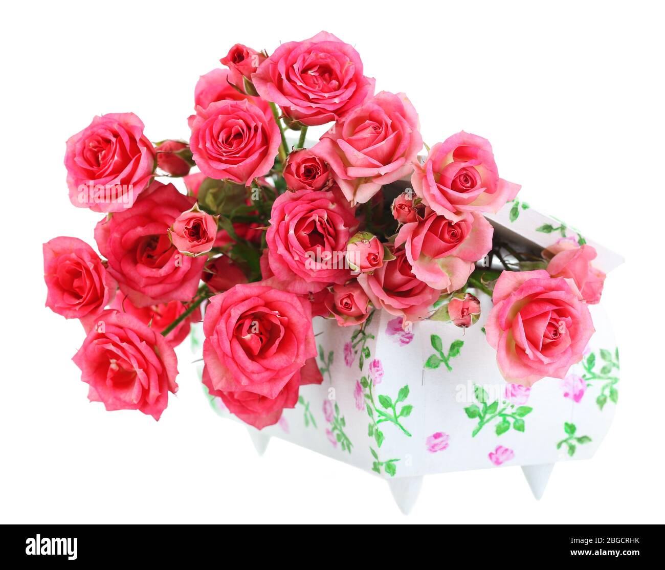 Beautiful small pink roses, isolated on white Stock Photo - Alamy