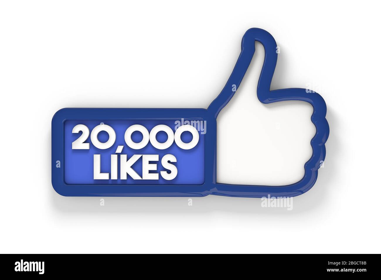 20,000 likes thumbs up social media banner. 3D rendering Stock Photo ...