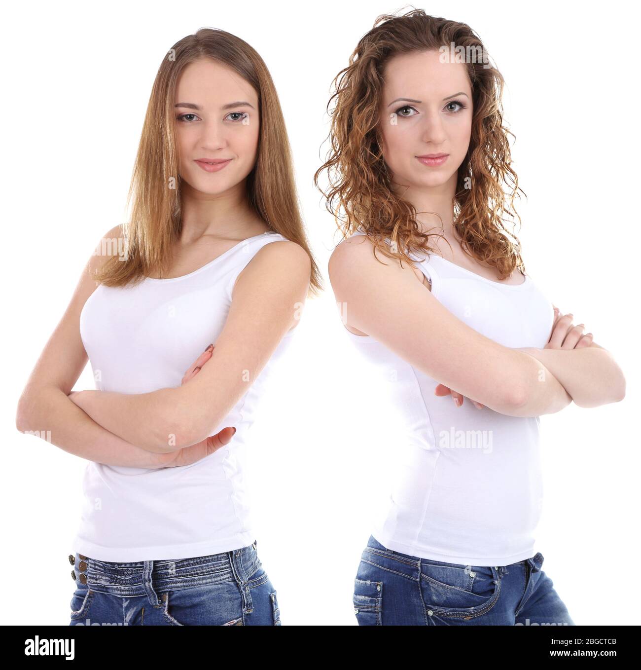 Beautiful young women isolated on white Stock Photo - Alamy