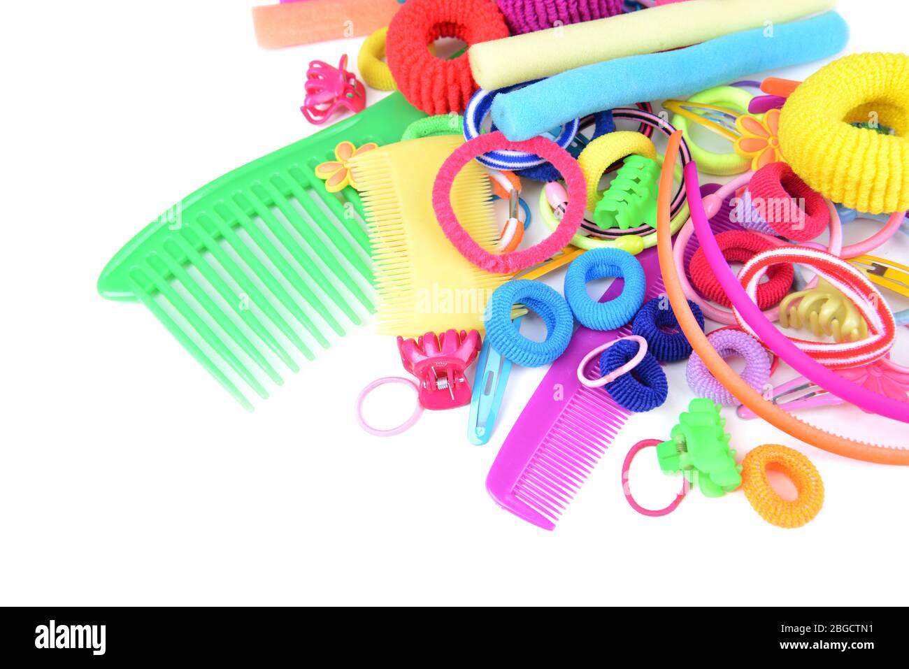 Colorful comb,barrette and Scrunchy isolated on white Stock Photo - Alamy