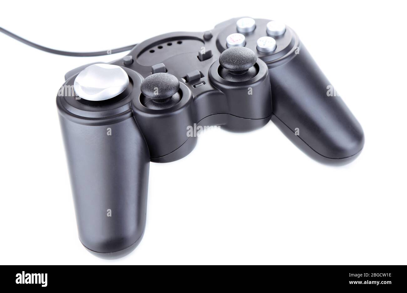 Black game controller isolated on white Stock Photo - Alamy