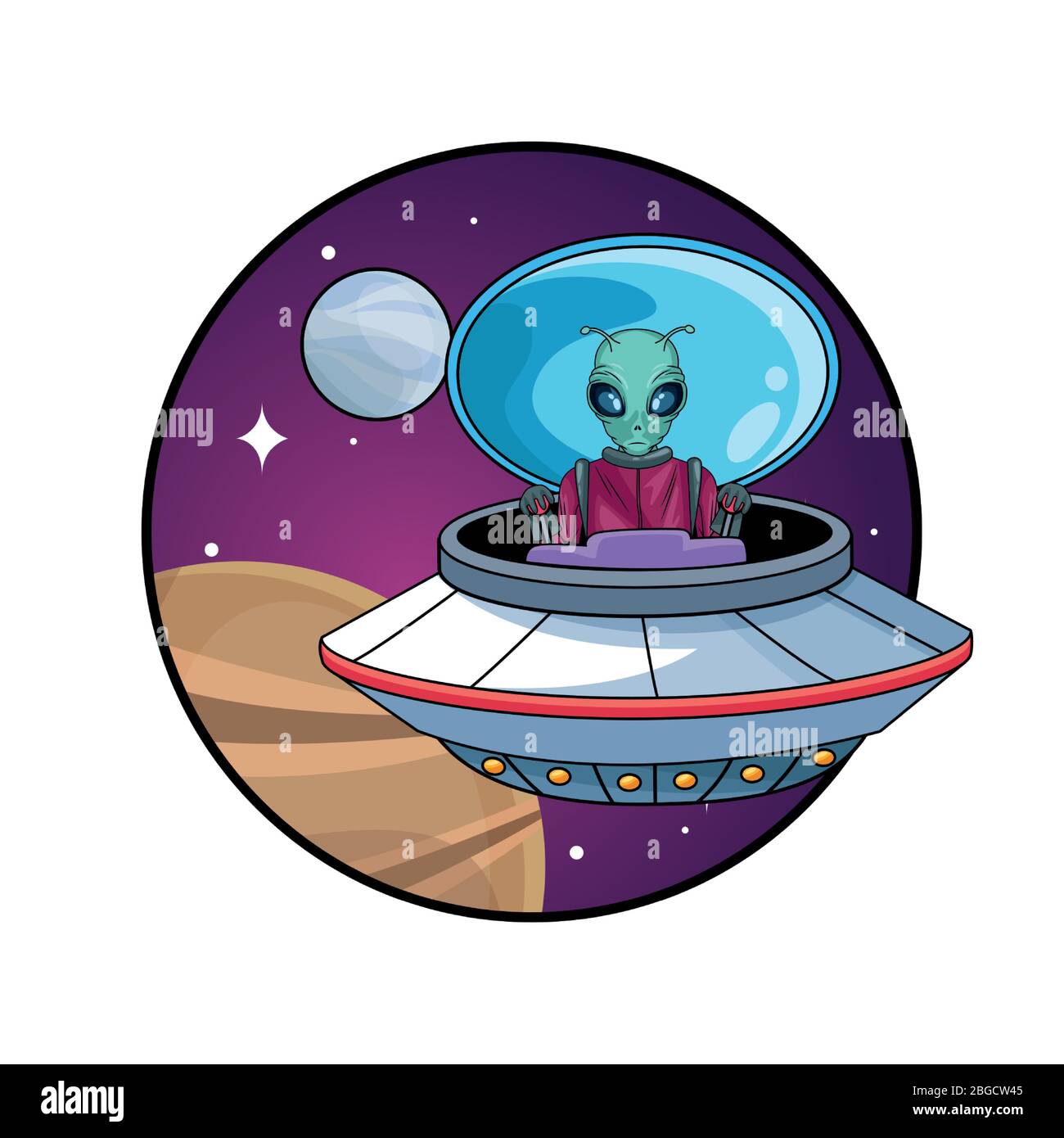 alien driving ufo in the space character Stock Vector Image & Art - Alamy