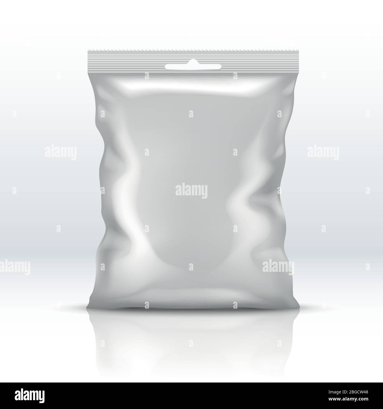 Blank white foil package isolated. Plastic powder packet realistic ...