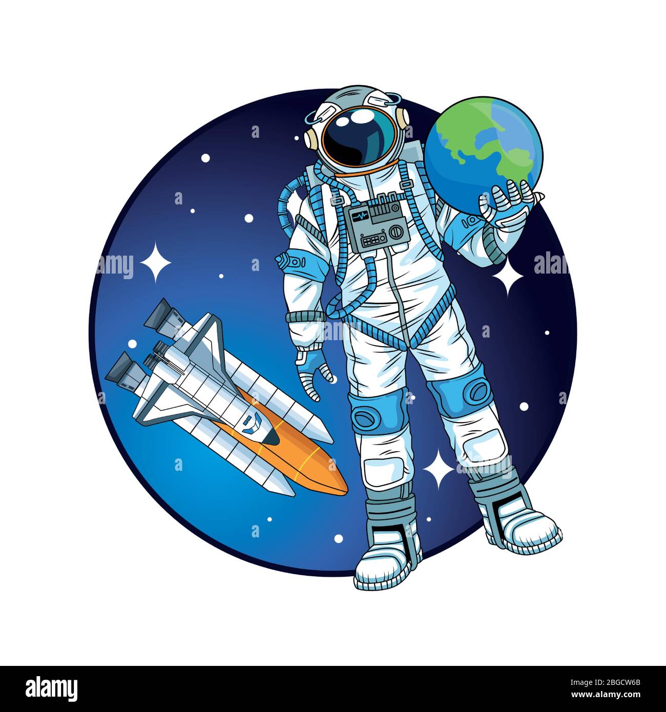 astronaut lifting earth planet in the space character Stock Vector ...