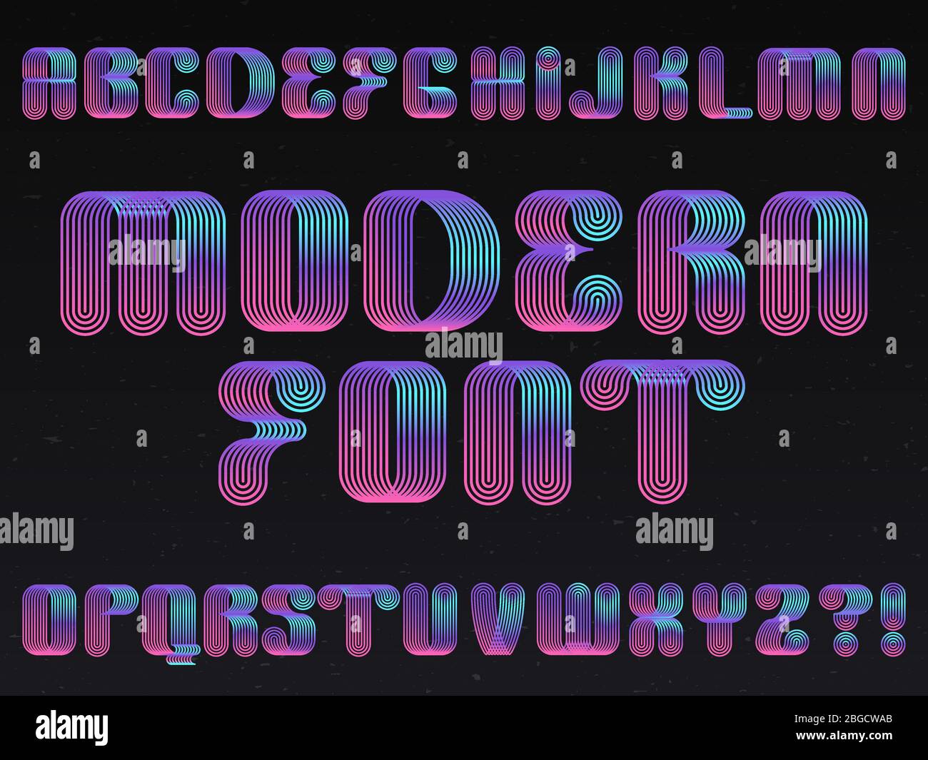 Modern neon lamp letters vector linear striped alphabet. Futuristic ...