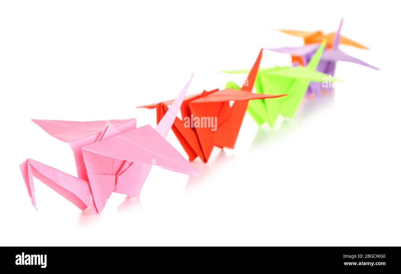 Origami cranes, isolated on white Stock Photo - Alamy