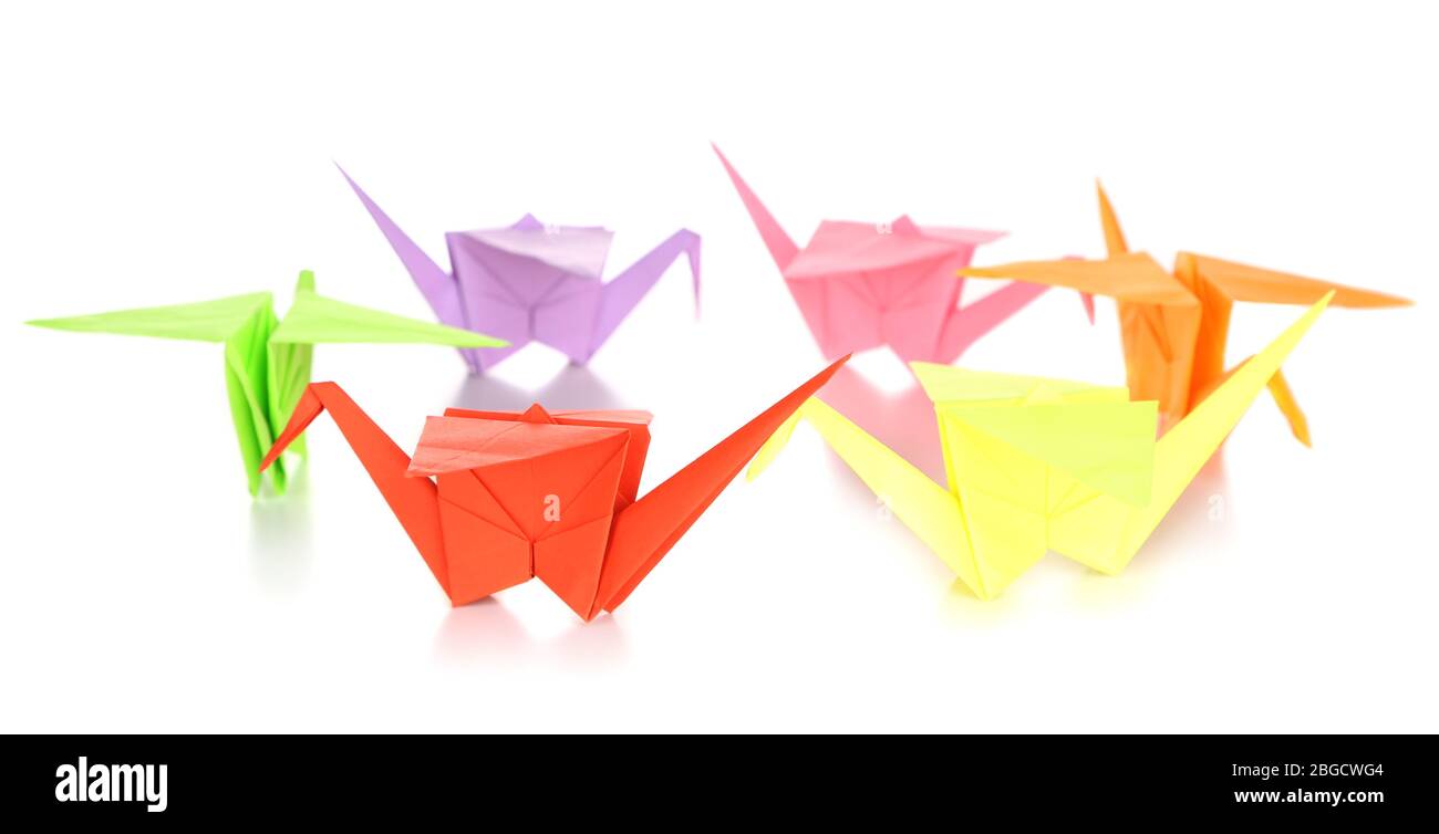 Origami cranes, isolated on white Stock Photo - Alamy