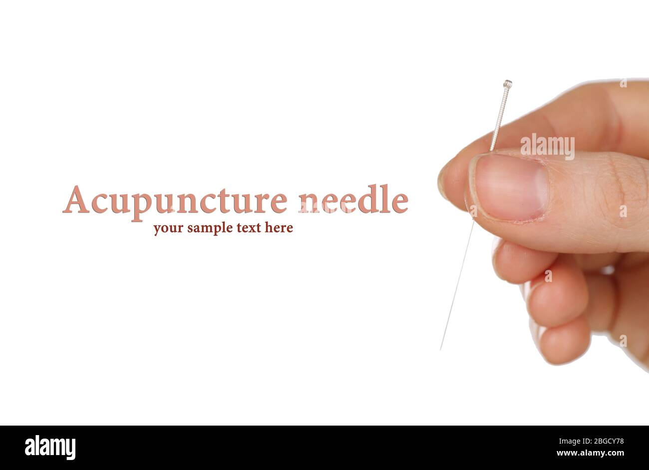 Hand holding needle for acupuncture isolated on white Stock Photo - Alamy