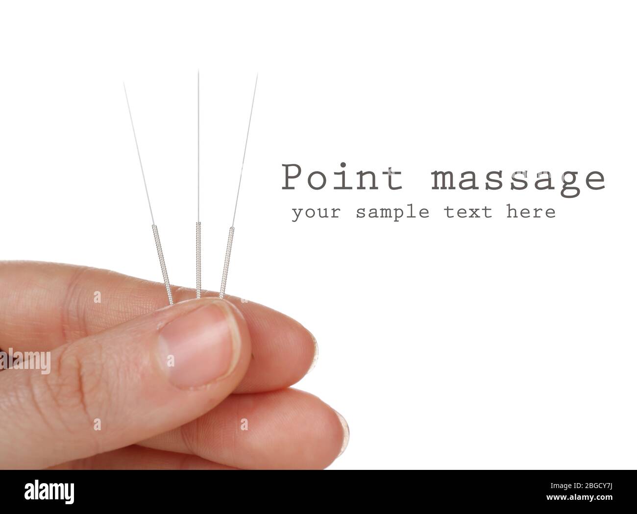 Hand holding needles for acupuncture isolated on white Stock Photo - Alamy